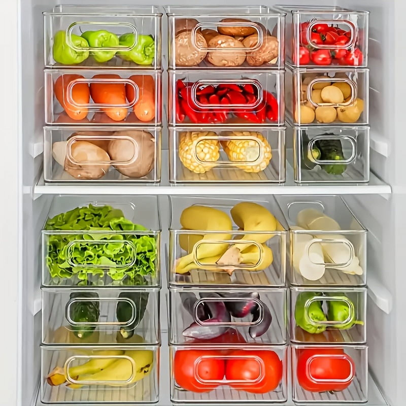 6Pcs 10" Transparent Refrigerator Organizer Bins - Multi-use Kitchen ...