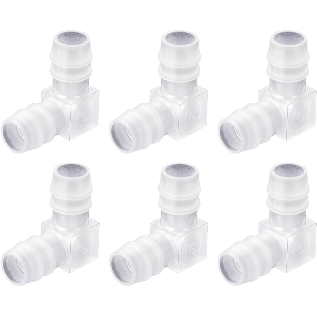 6Pcs 12mm Plastic Hose Joints L Shape 90 Degree Elbow Bend Water Pipe ...