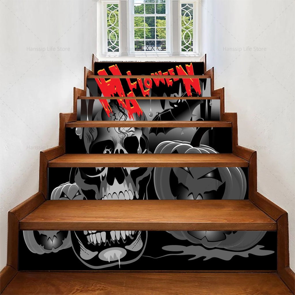 6Pcs/13Pcs Halloween Stair Stickers Removable Adhesive Vinyl Cartoon ...
