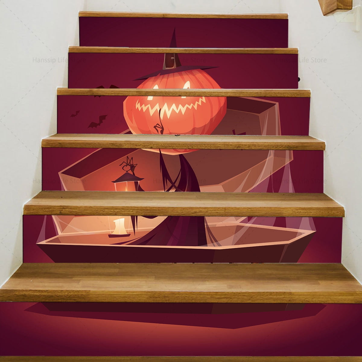 6Pcs/13Pcs Halloween Stair Stickers Removable Adhesive Vinyl Cartoon ...