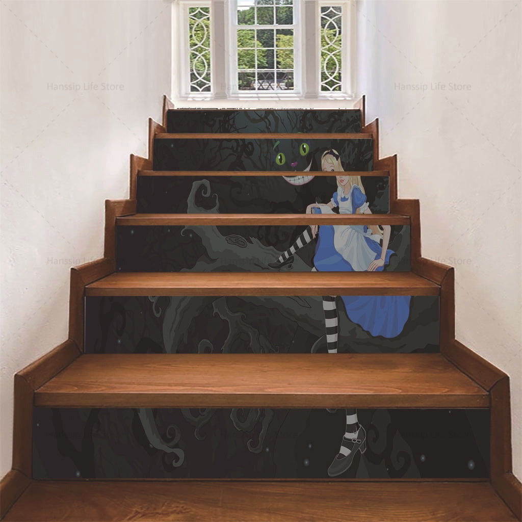 6Pcs/13Pcs Halloween Stair Stickers Removable Adhesive Vinyl Cartoon ...