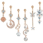 Body Candy Womens 14G Steel Navel Ring Piercing Clear Accent Swimming Swan Dangle Belly Button ...