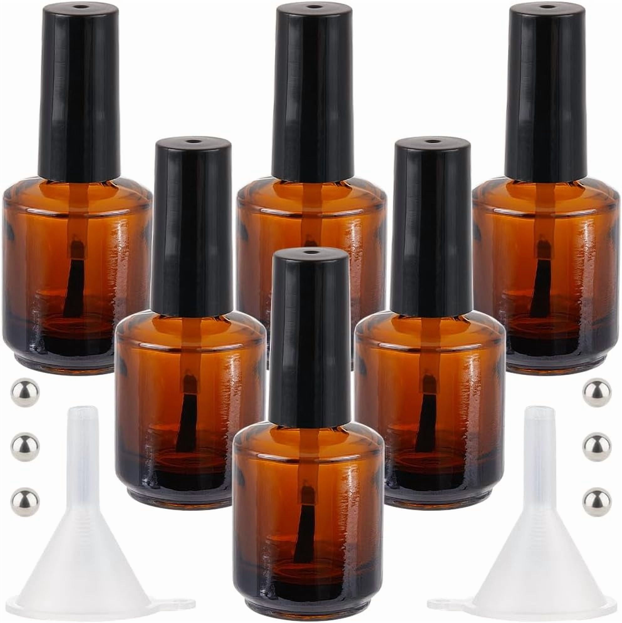 6Pcs 15ml Refillable Empty DIY Nail Polish Bottles Transparent Brown ...