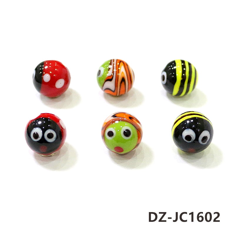 6Pcs 16MM Rare Glass Marbles Ball Creative Ladybug Bee Design Aquarium ...