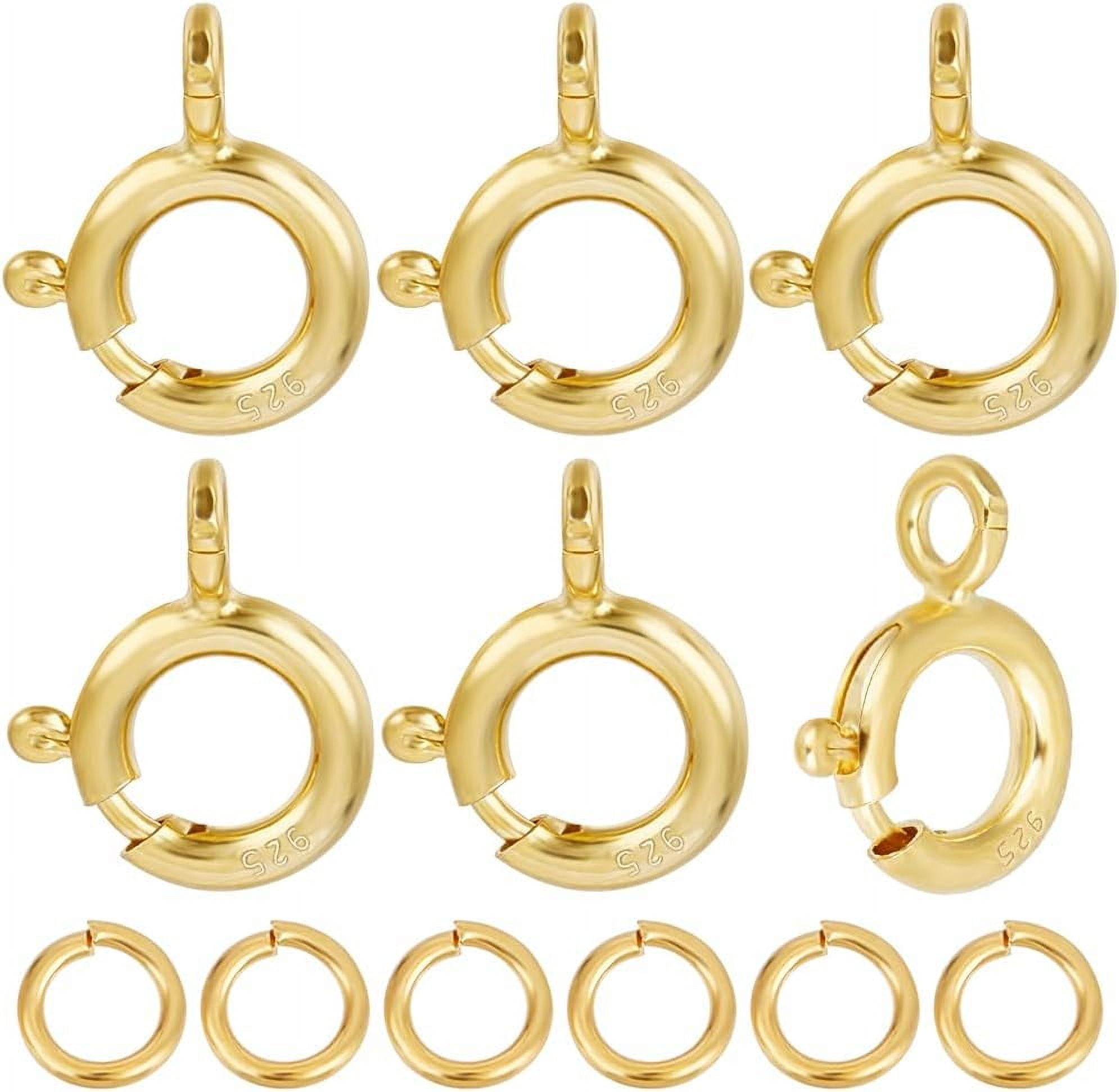 6Pcs 18K Gold Plated Spring Ring Clasps Round Open Spring Clasp Ring ...