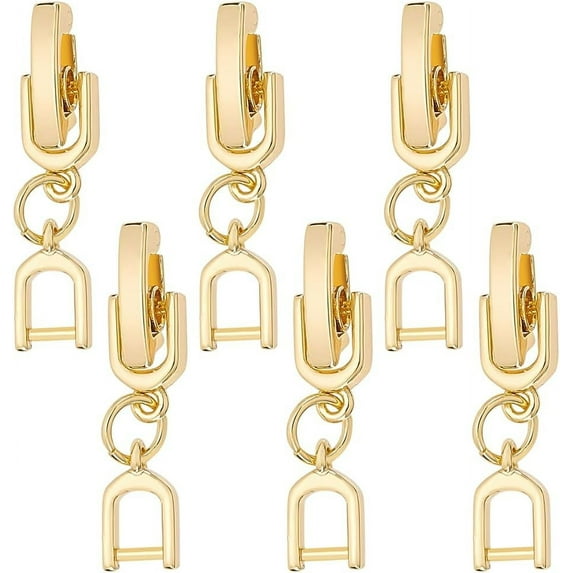 6Pcs 18K Real Gold Plated Brass Gold Fold Over Clasp Foldover Extension ...