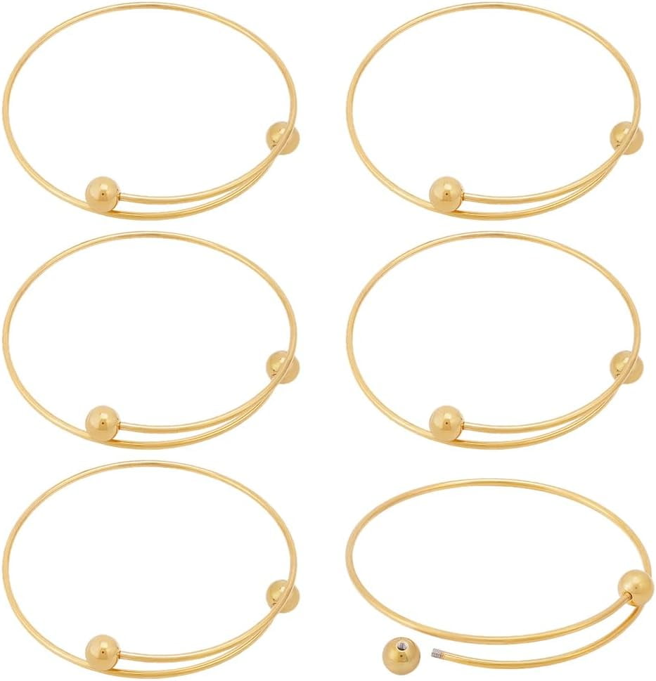 6Pcs 2.4 Inch Stainless Steel Adjustable Bangle Bracelet with Removable ...