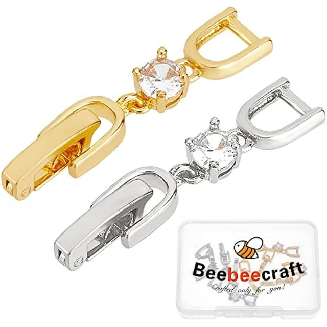 6Pcs 2 Colors Fold Over Clasp Cubic Zirconia Necklace Bracelet ...