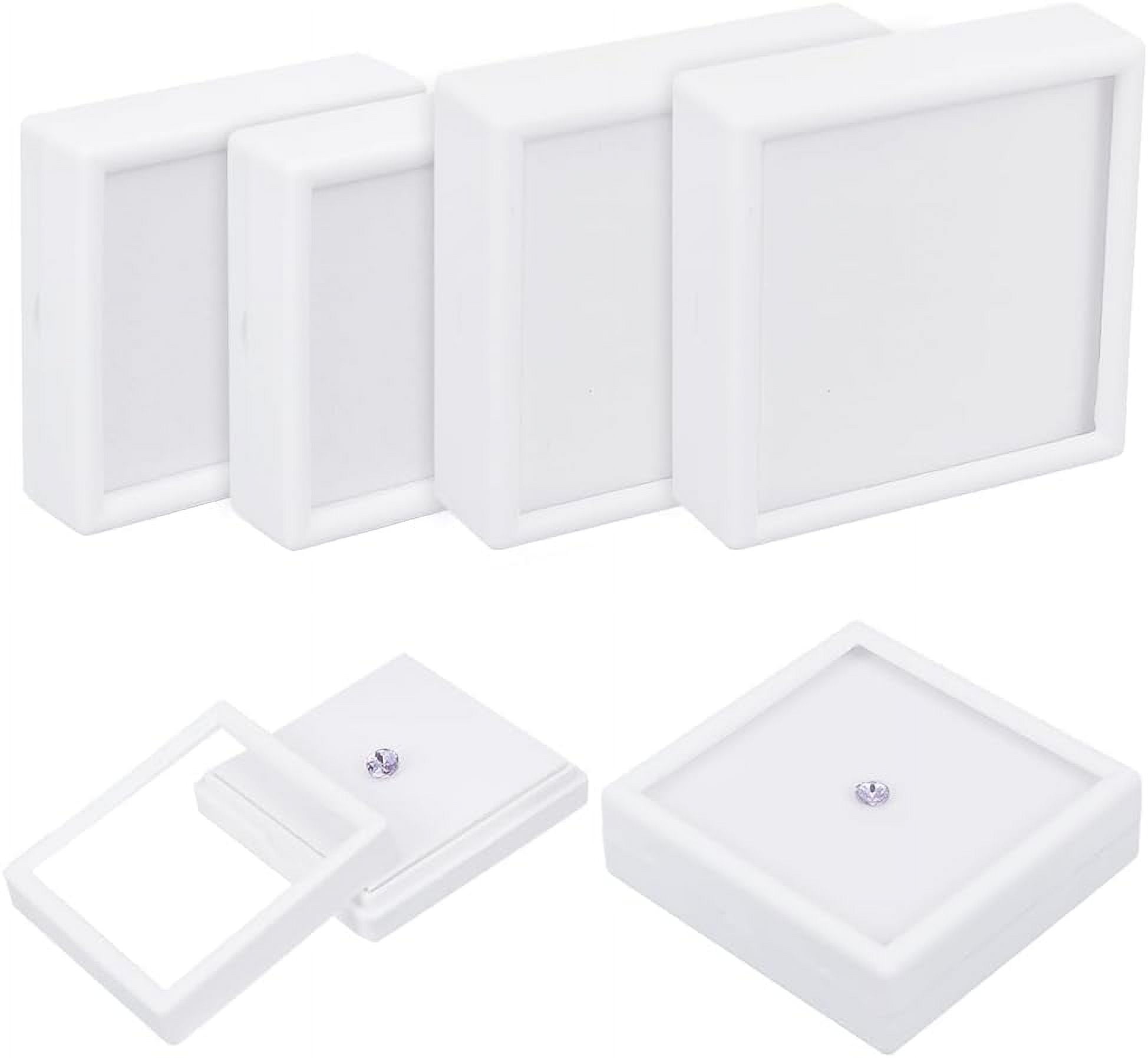 6Pcs 2 Sizes Gemstone Display Box White Diamond Display Case Jewelry ...
