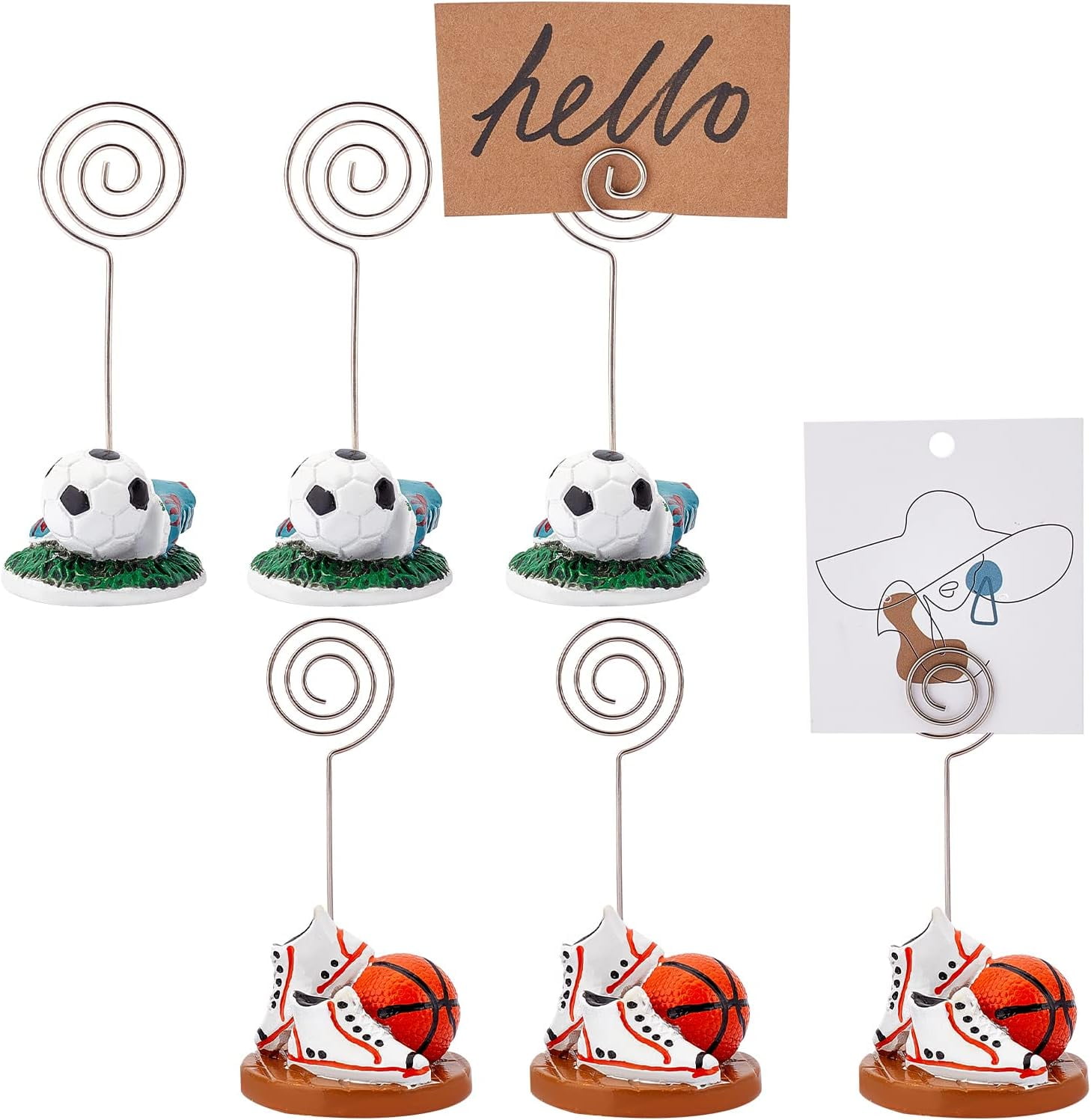 6Pcs 2 Style Resin Ball Base Memo Clip Holder Stand Table Number Memo ...