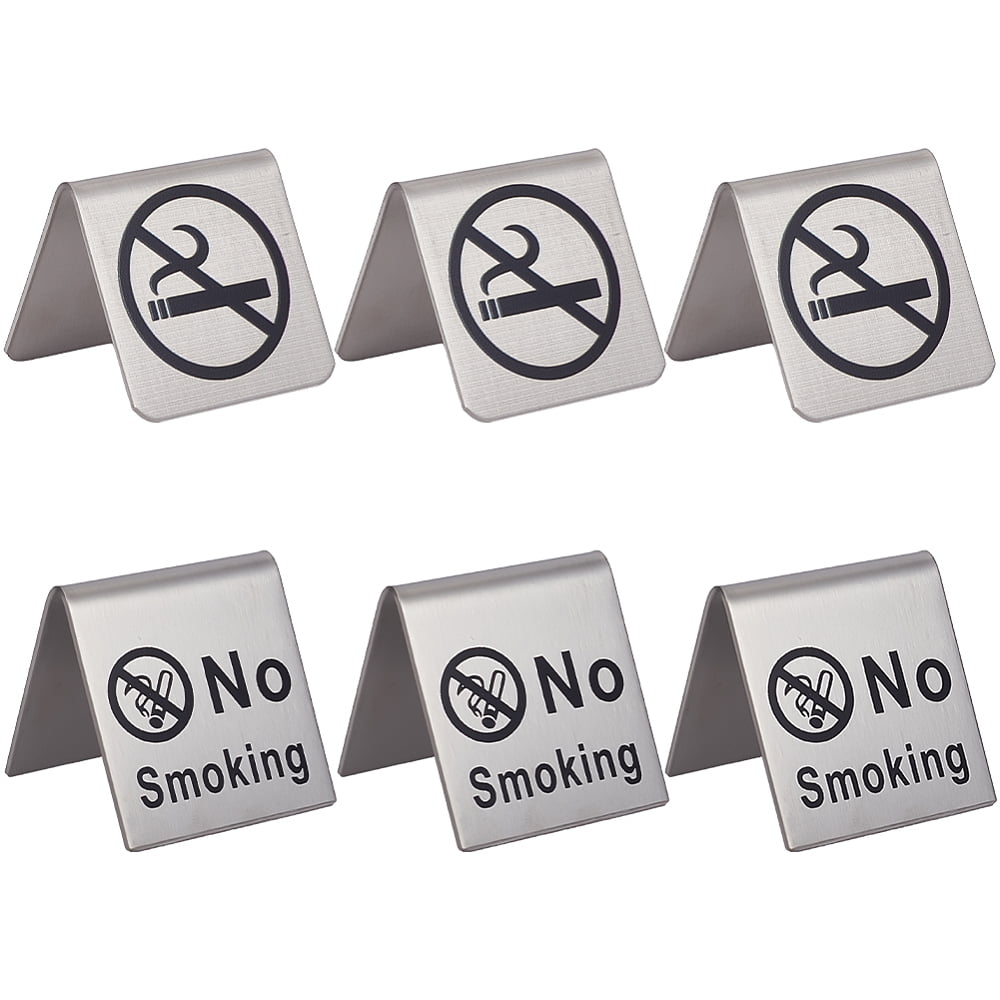 6Pcs 2 Style Stainless Steel No Smoking Table Signs Reminder Board ...