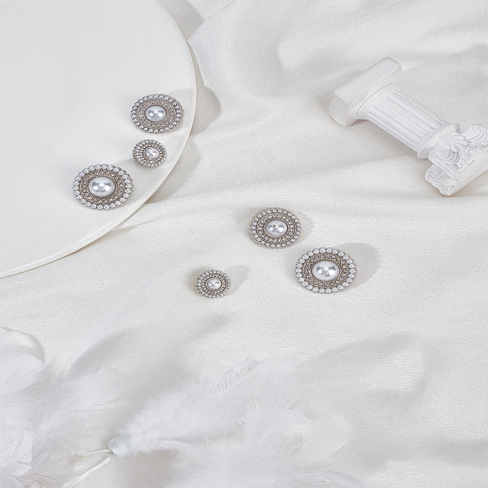 6Pcs 2 Styles Alloy Rhinestone Shank Buttons with Plastic Imitation ...