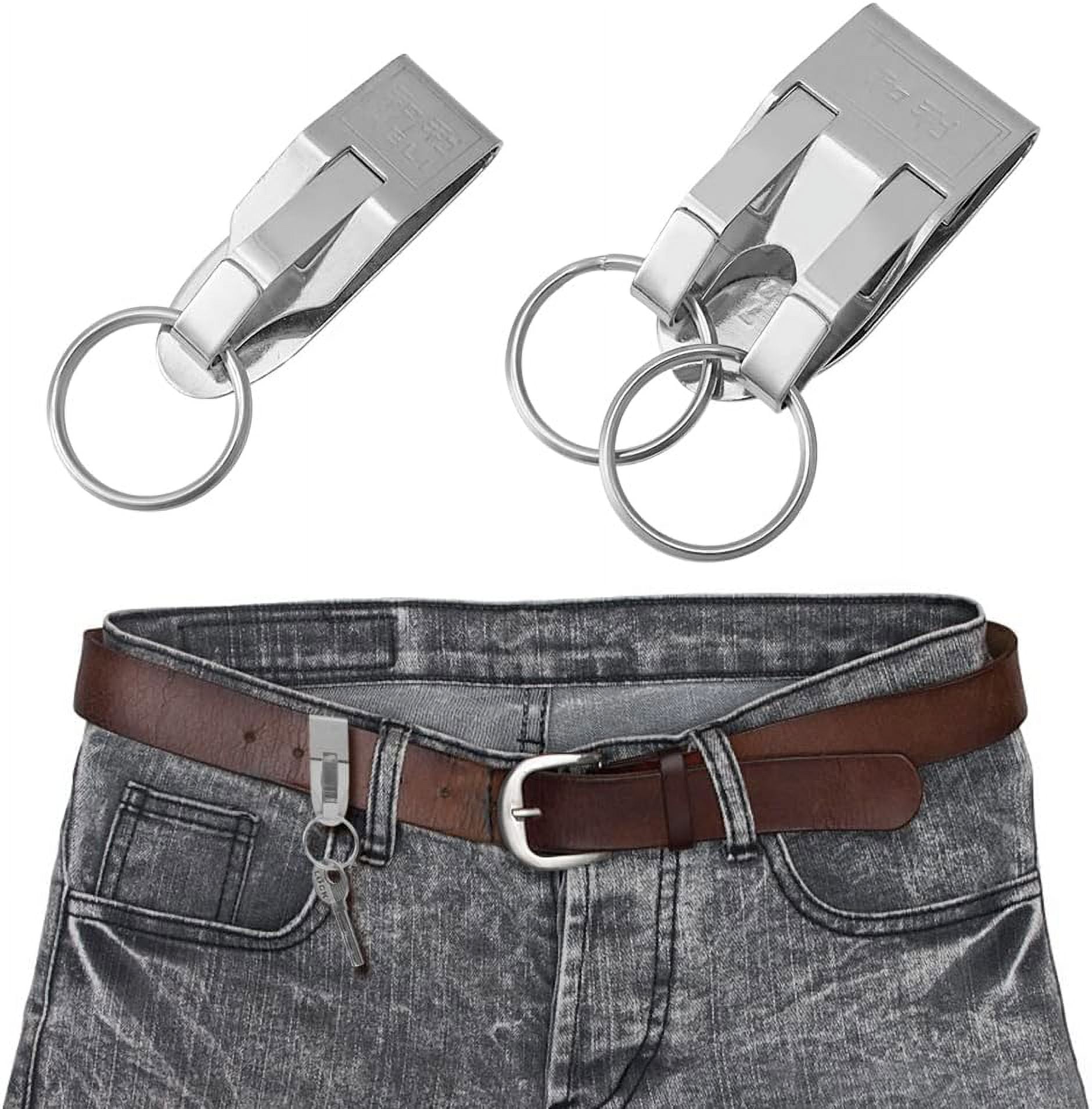6Pcs 2 Styles Belt Key Holder Clips Alloy Security Belt Clip-on ...