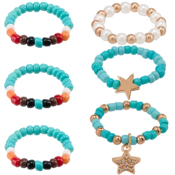 6Pcs 2 Styles Glass Beaded Decorative Rings for Smartwatch Band Watch ...