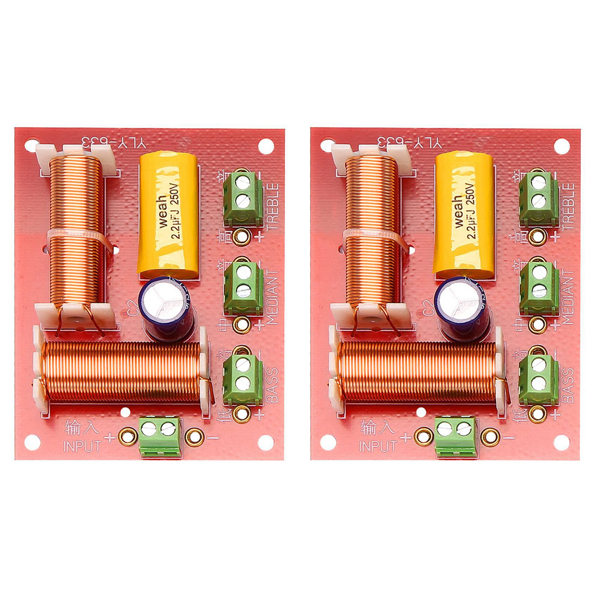 6Pcs 200W 3 Way Audio Speaker Crossover Treble + Midrange + Bass ...