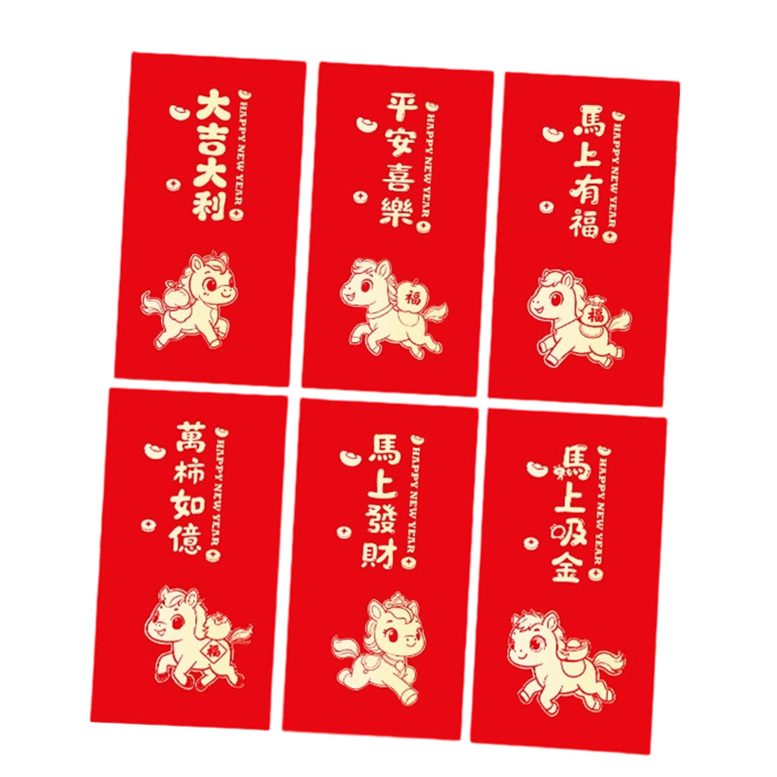 6Pcs 2026 Horse Year Red Envelope Money Pouches Chinese New Year Money ...