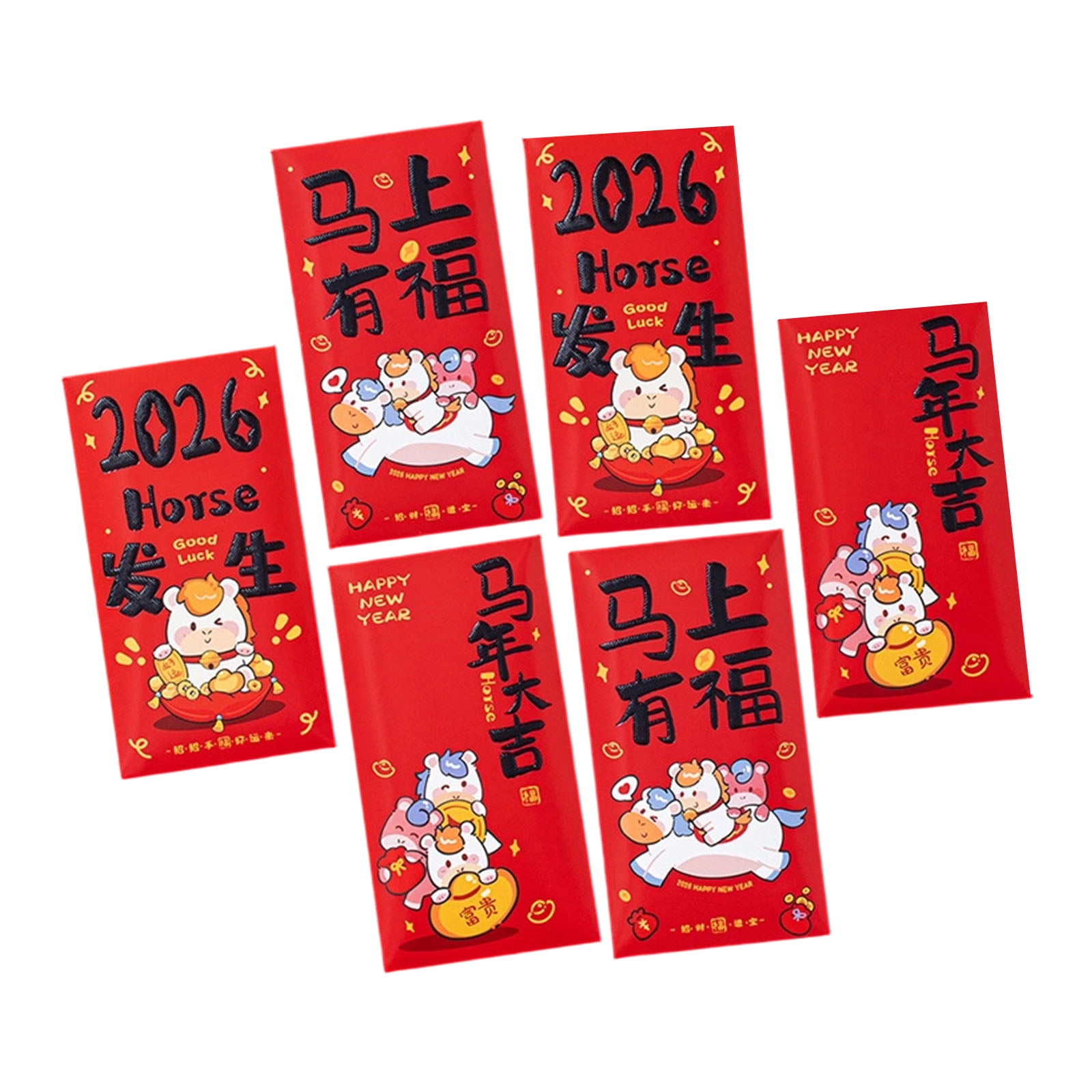6Pcs 2026 Horse Year Red Envelope Money for Chinese New Year ...