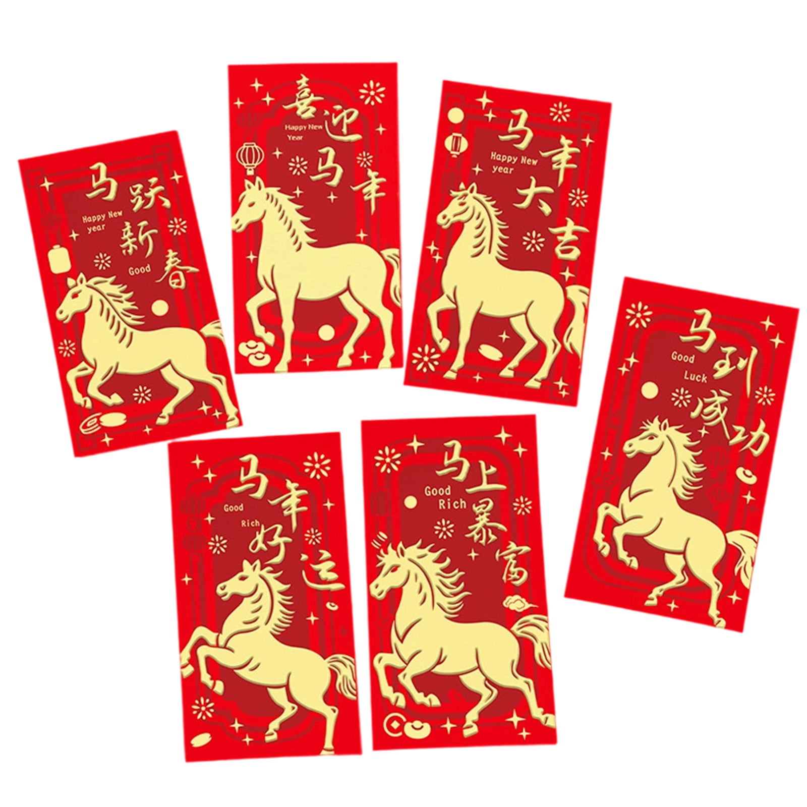 6Pcs 2026 Horse Year Red Envelopes Paper Money Pocket Money Envelope ...
