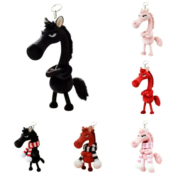 6Pcs 2026 Year of Horse Mascot Keychain, High Cold Plush Doll, Fun 2026 ...