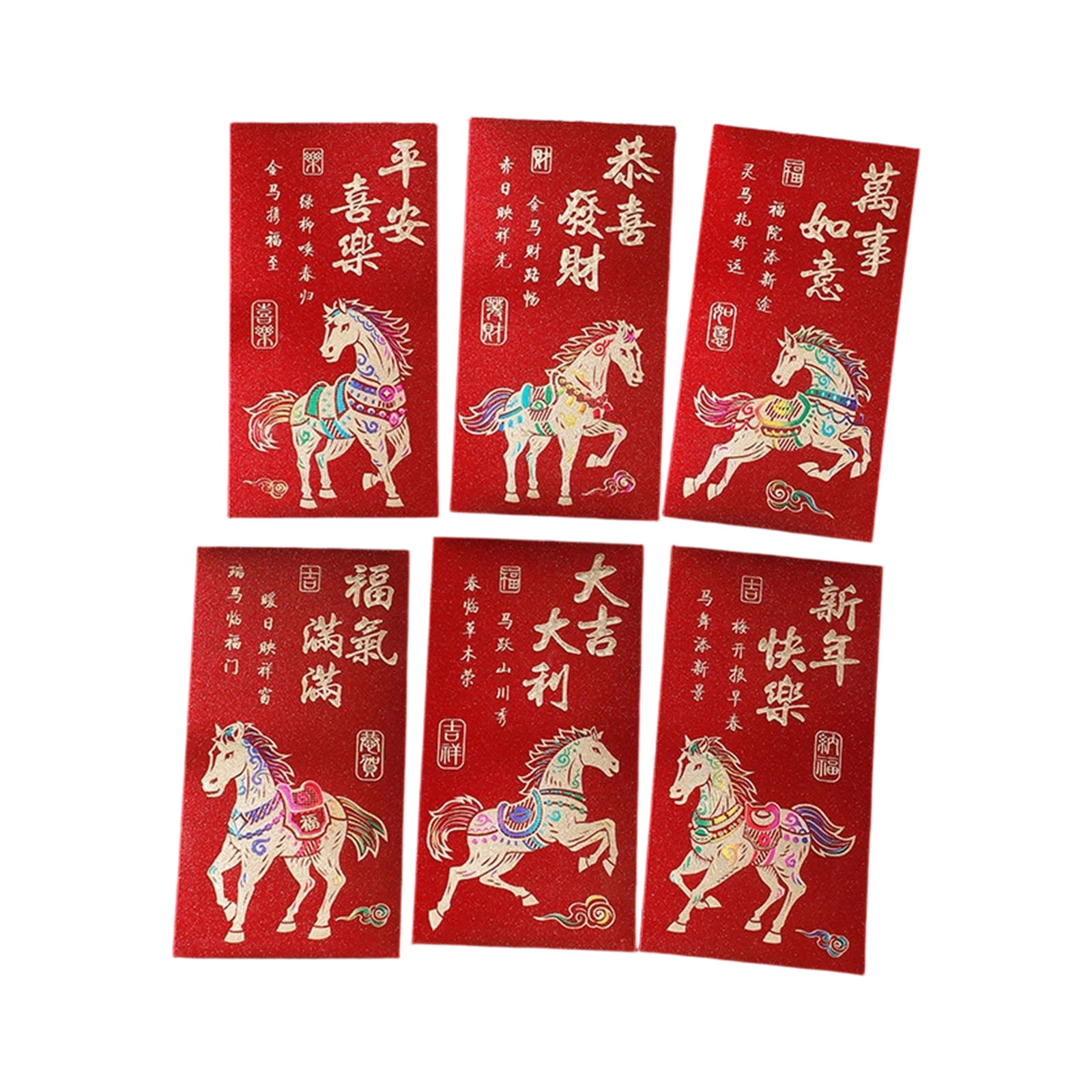 6Pcs 2026 Year of Horse Red Envelope Chinese New Year Red Packets Money ...