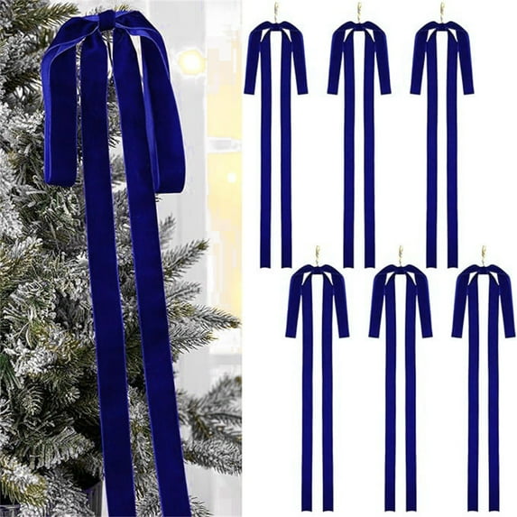 6Pcs 23.6" Royal Blue Christmas Bows Outdoor Decorations,Large ...