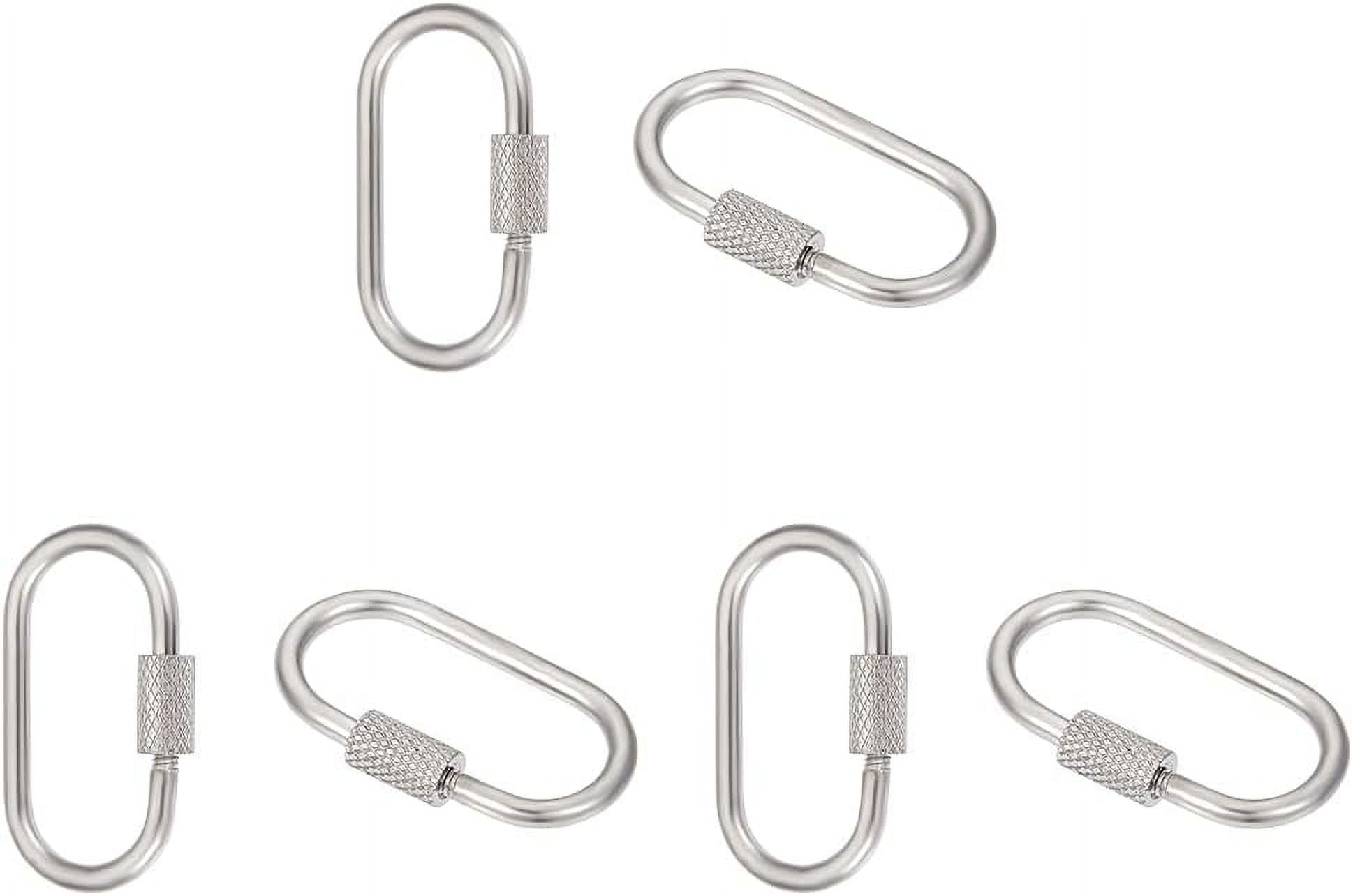 6Pcs 26mm 304 Stainless Steel Screw Carabiner Lock Oval Key Clasps ...