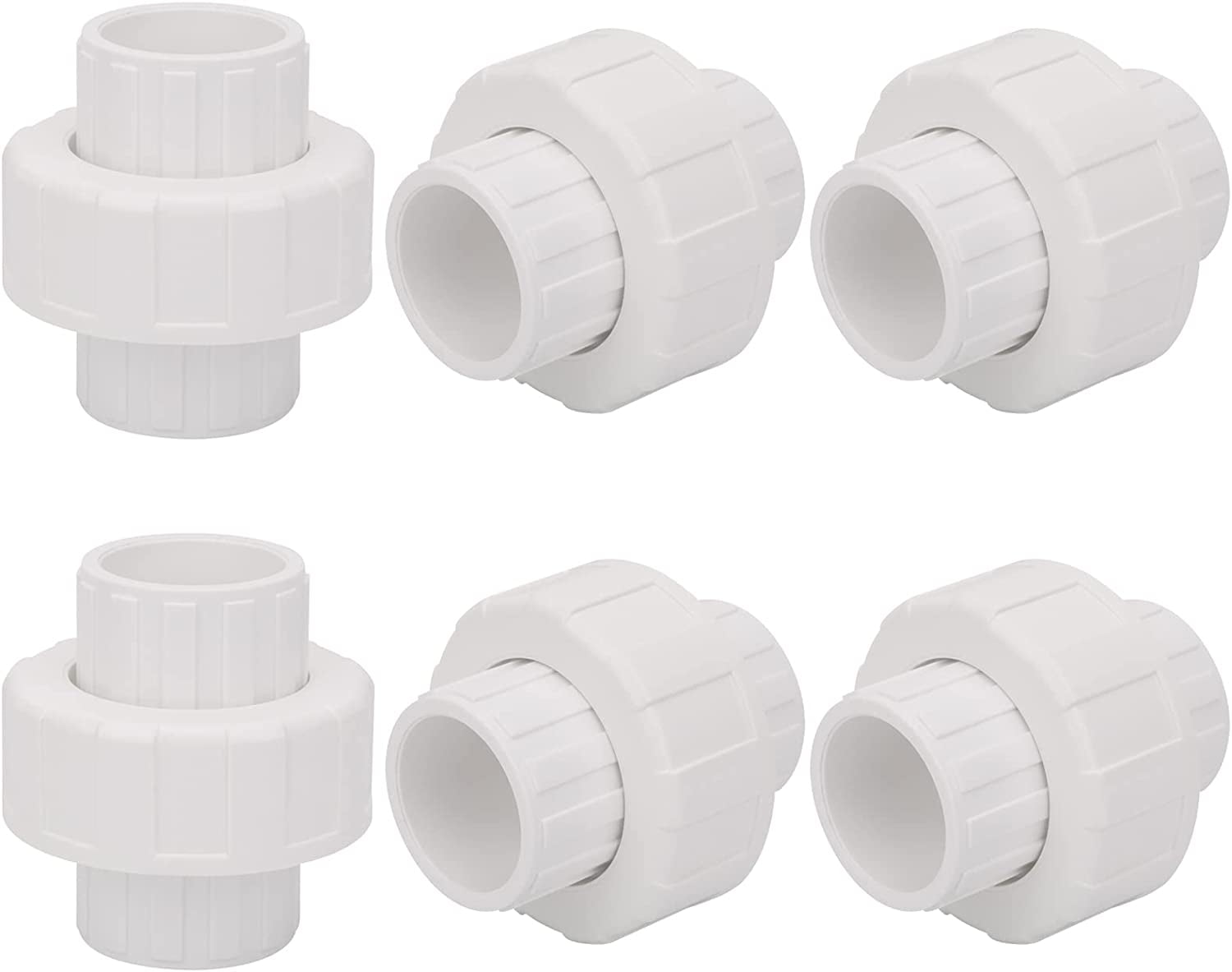 6Pcs 3/4" PVC Union Coupling Pipe Fitting (Socket x Socket) 3/4Inch PVC ...