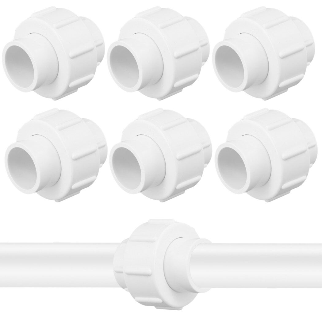 6Pcs 3/4" PVC Union Pipe Fittings, 3/4" PVC Coupling Adapters(Socket x ...
