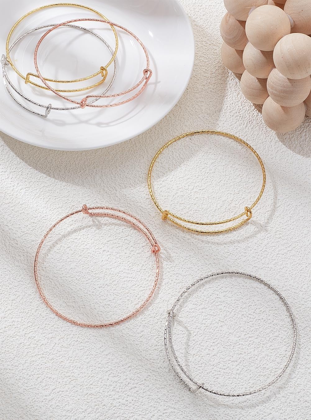 6Pcs 3 Colors Adjustable Alloy Bangles Making Expandable Bangles Mixed ...