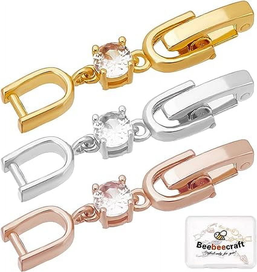 6Pcs 3 Colors Bracelet Extender Clasp Gold Plated Crystal Rhinestone ...