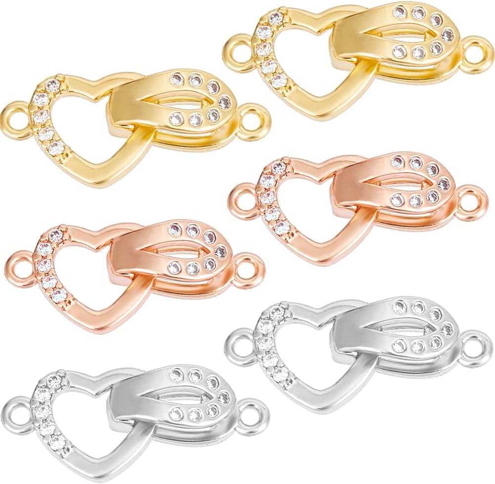 6Pcs 3 Colors Brass Zirconia Fold Over Clasps Micro Pave Foldover ...