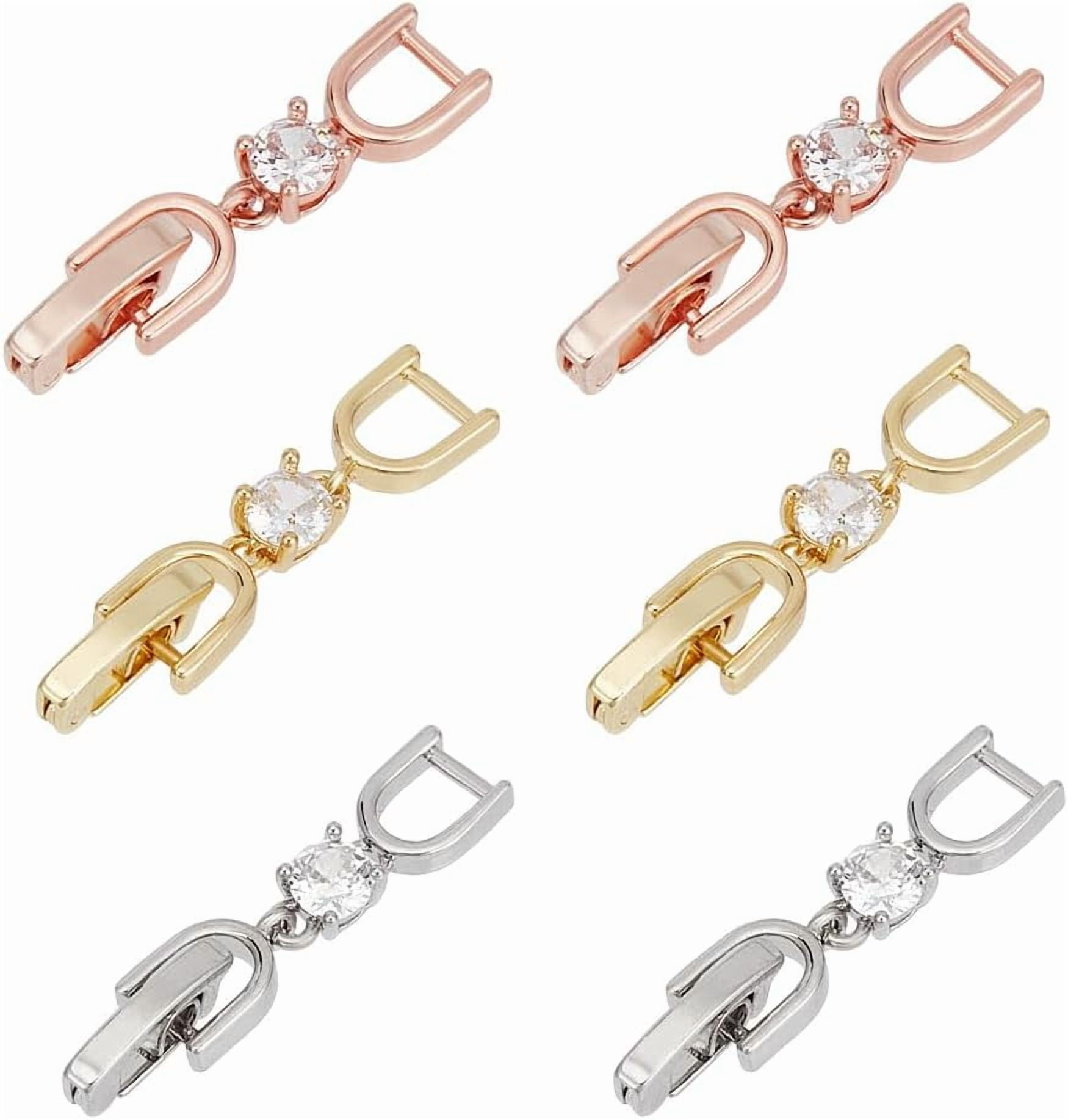 6Pcs 3 Colors Extension Jewelry Clasp Cubic Zirconia Fold Over Clasps ...