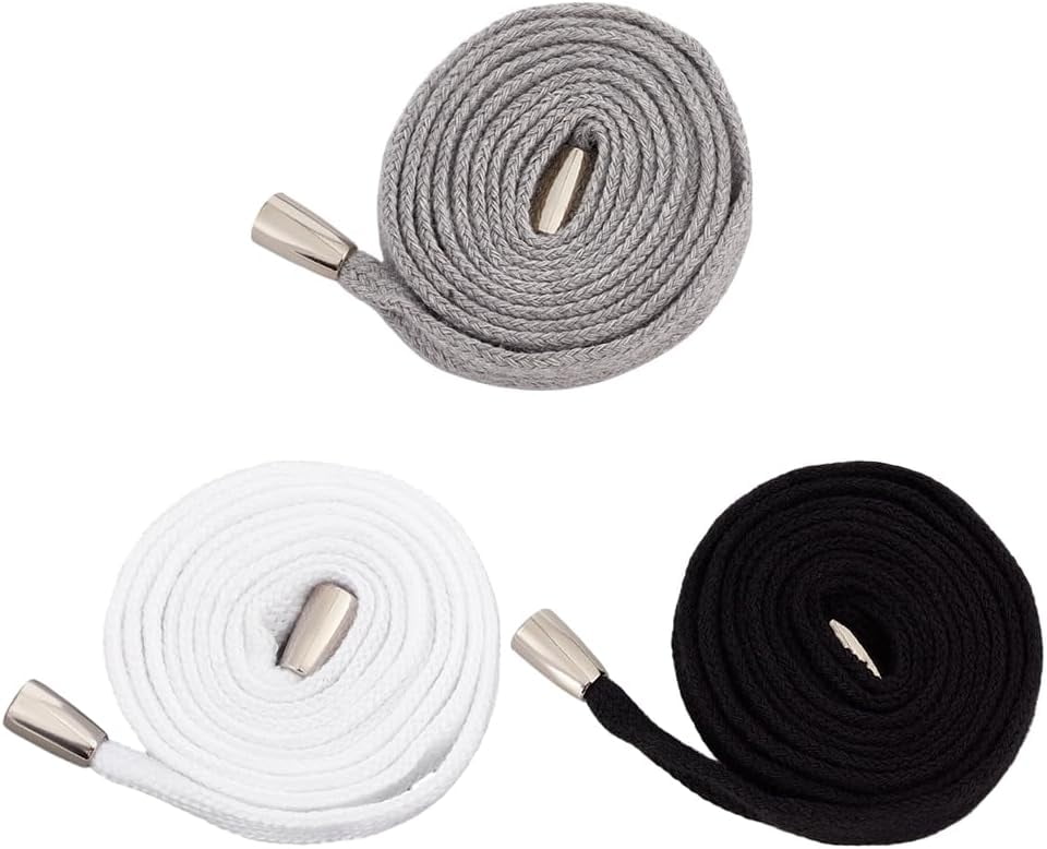 6Pcs 3 Colors Flat Drawstring Cords 39.4 Inch Cotton Cords Drawstring ...