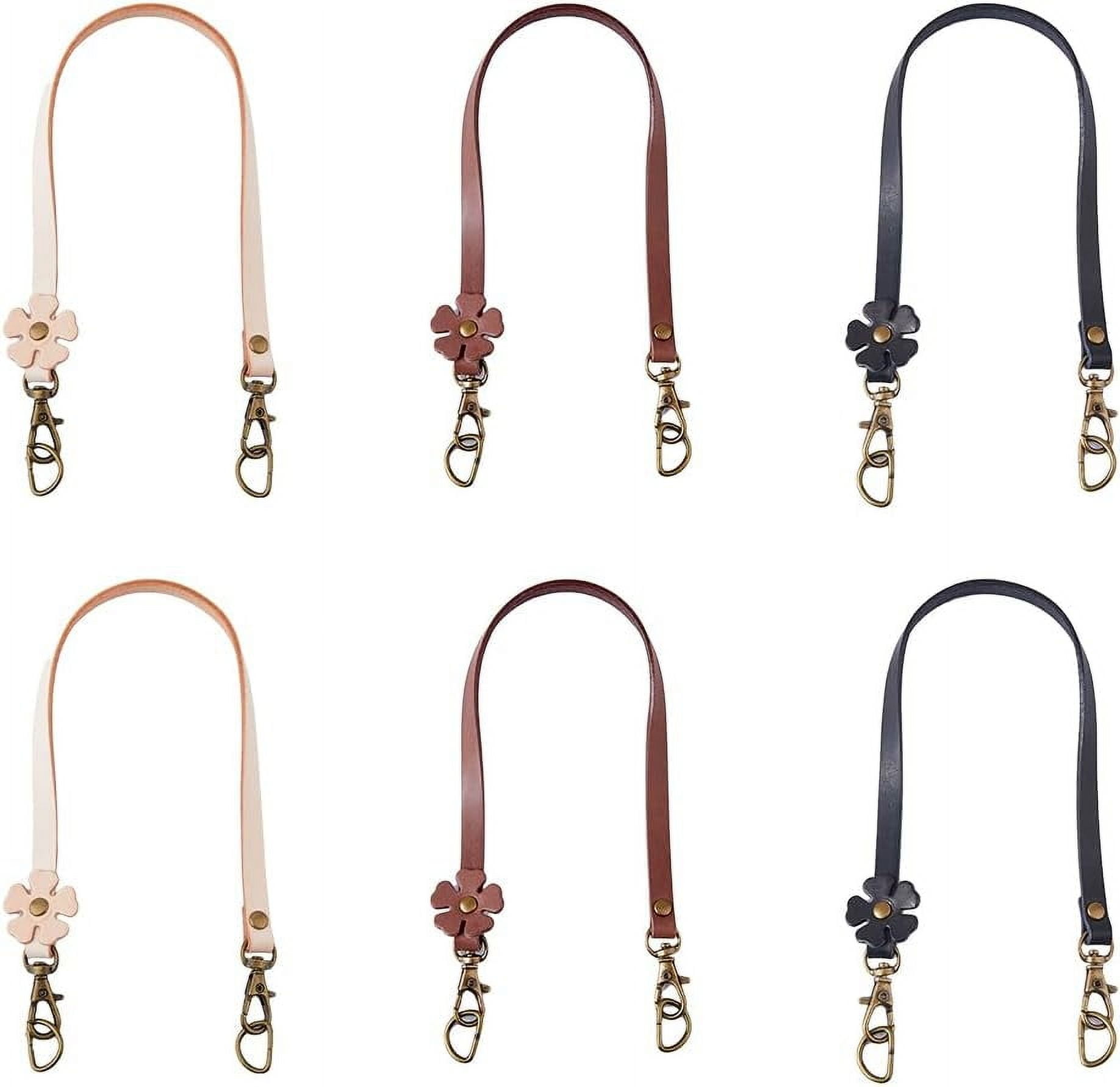 6Pcs 3 Colors Flower End Cowhide Leather Bag Handles with Alloy Stud ...