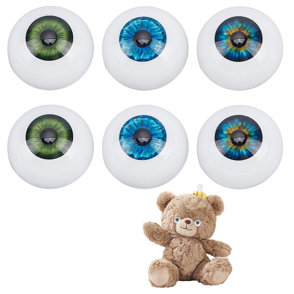 6Pcs 3 Colors Half Round Acrylic Craft Eyes Hollow Eyeballs DIY Making ...