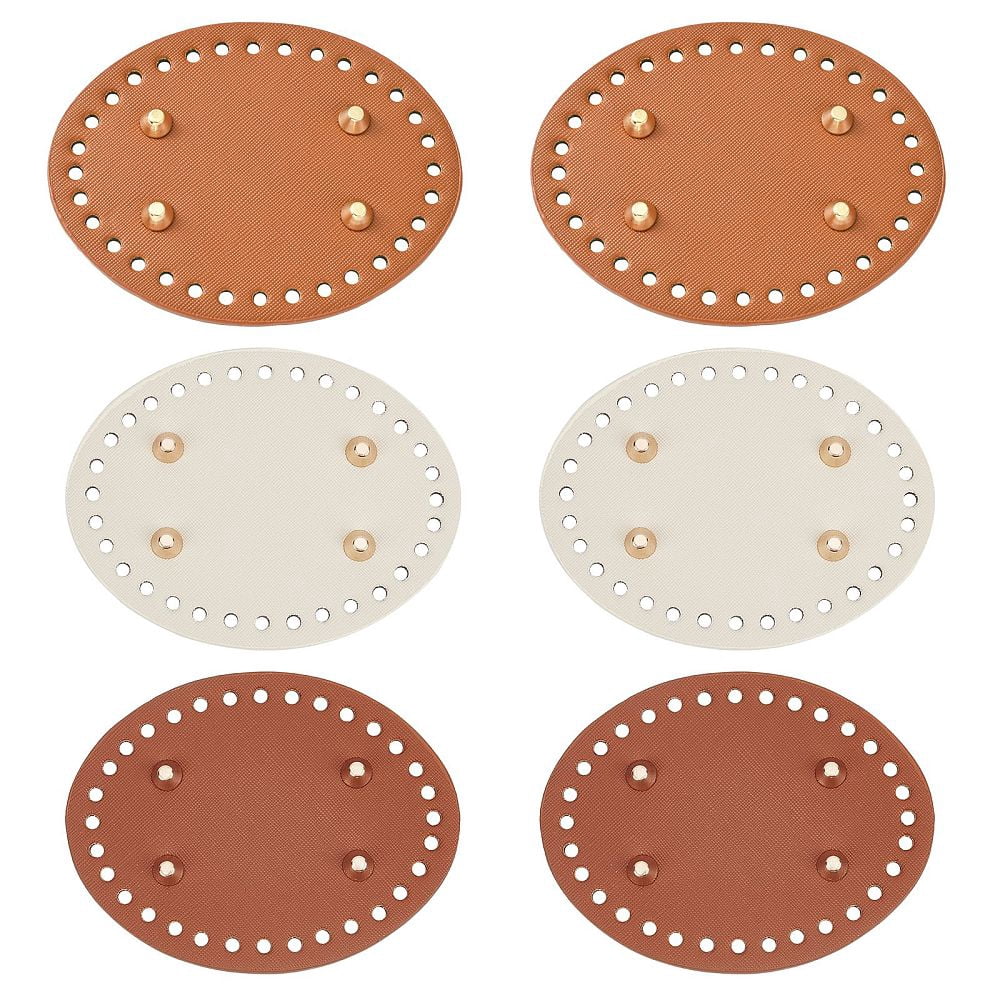 6Pcs 3 Colors PU Leather Oval Bottom for Knitting Bag Women Bags ...