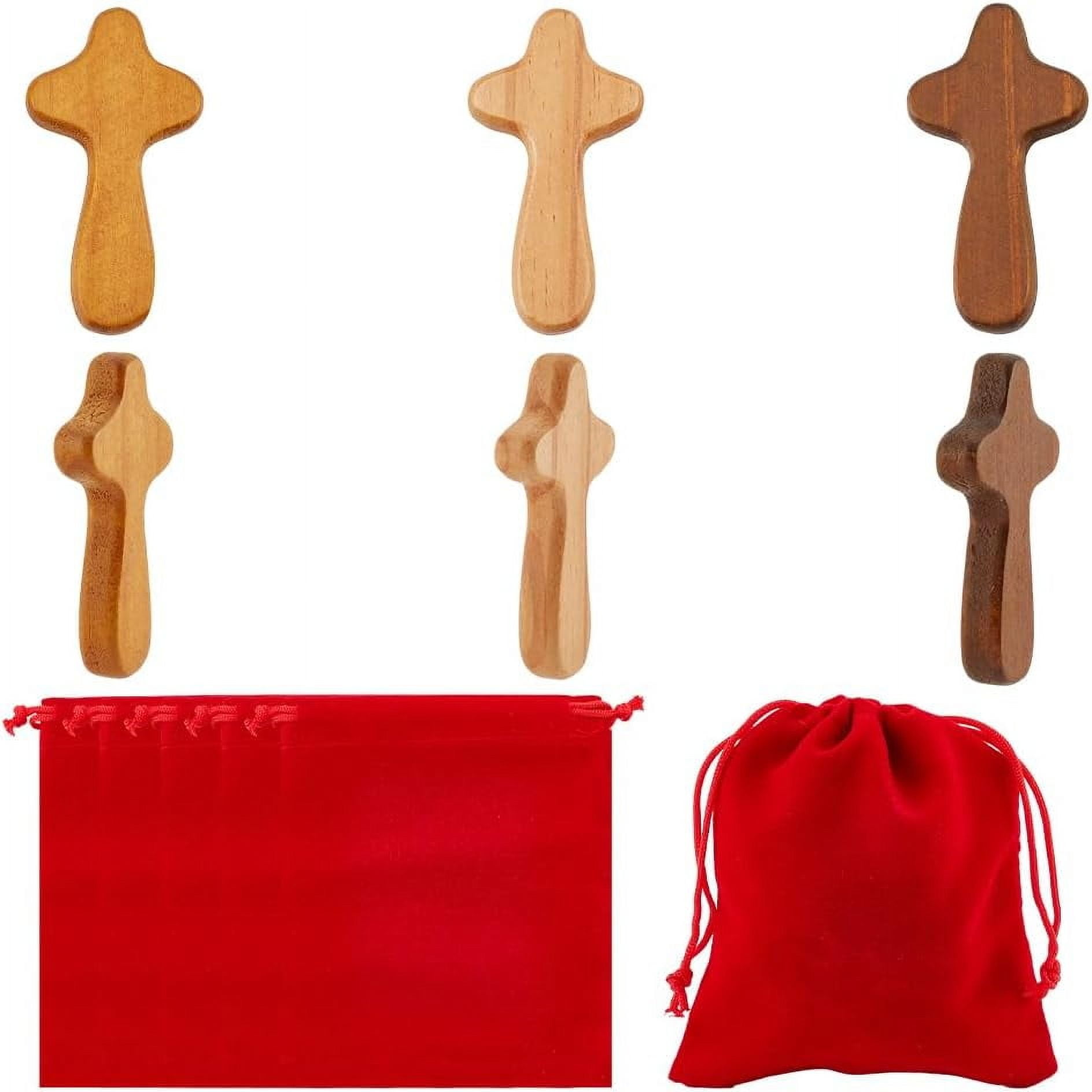 6Pcs 3 Colors Wood Hand-held Cross Praying Cross for Christian Gift ...