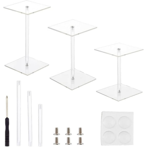 6Pcs 3 Sizes Flying Miniatures Acrylic Display Stand Square Flying ...