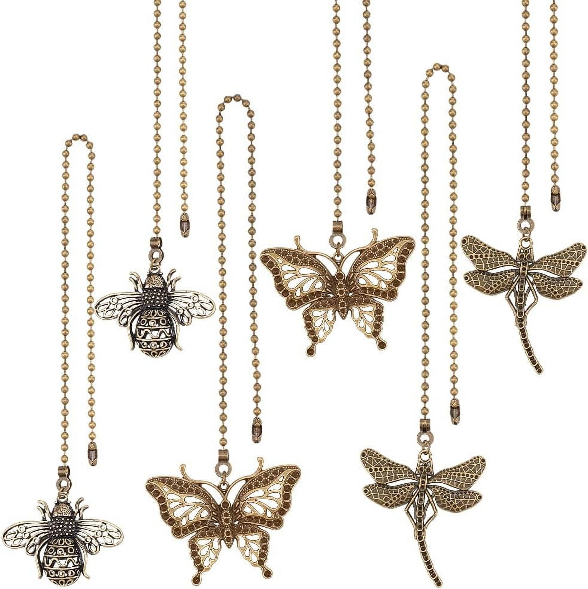6Pcs 3 Styels Butterfly Bee Ceiling Fan Pull Chain Vintage Dragonfly ...