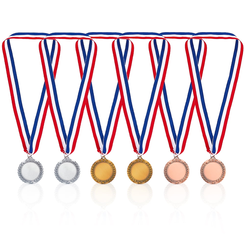 6Pcs 3 Style Alloy Blank Medals Polyester Lanyard Medal for s Event ...