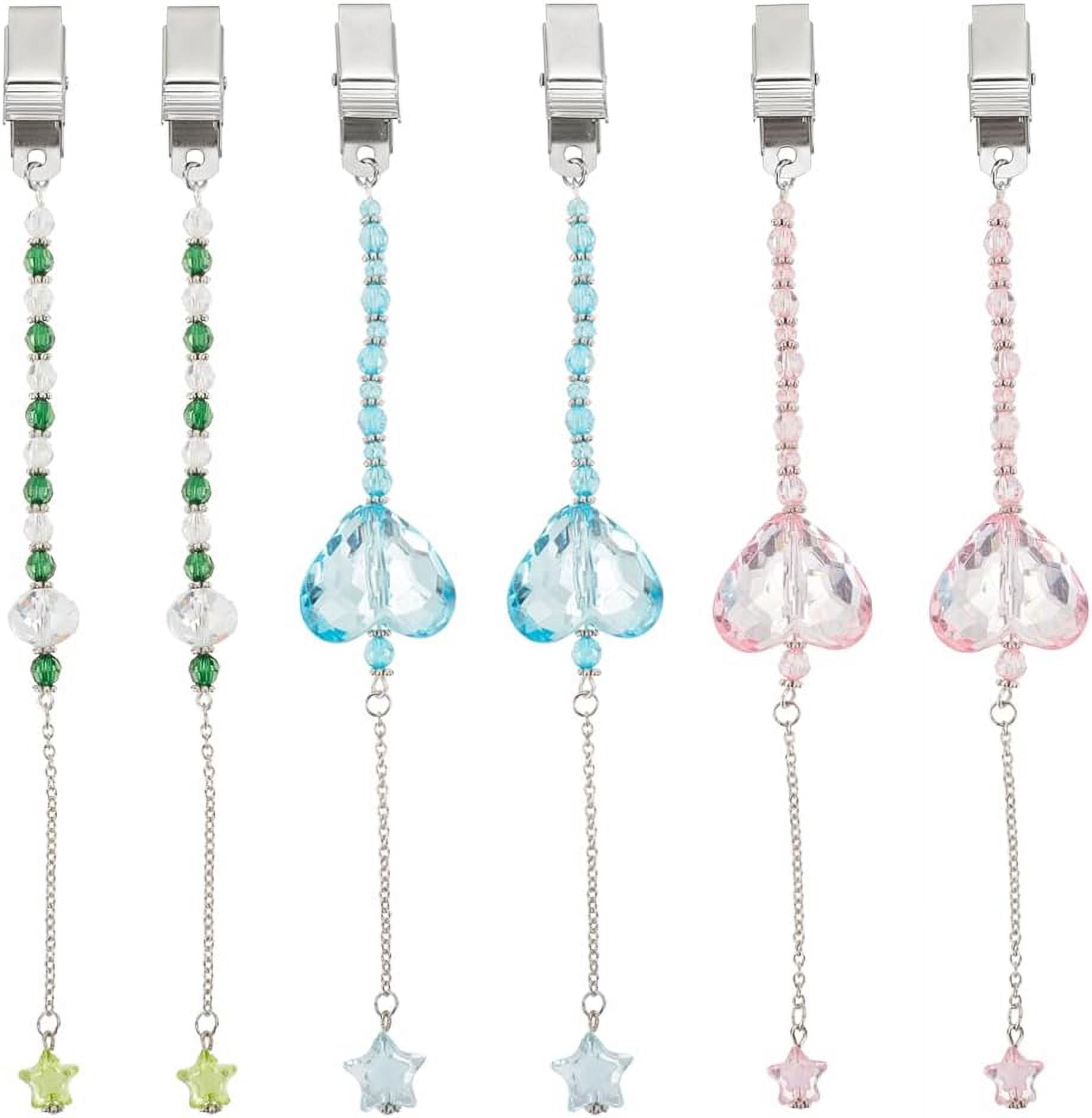 6Pcs 3 Style Credit Card Puller Acrylic Heart Star Beaded Credit Card ...