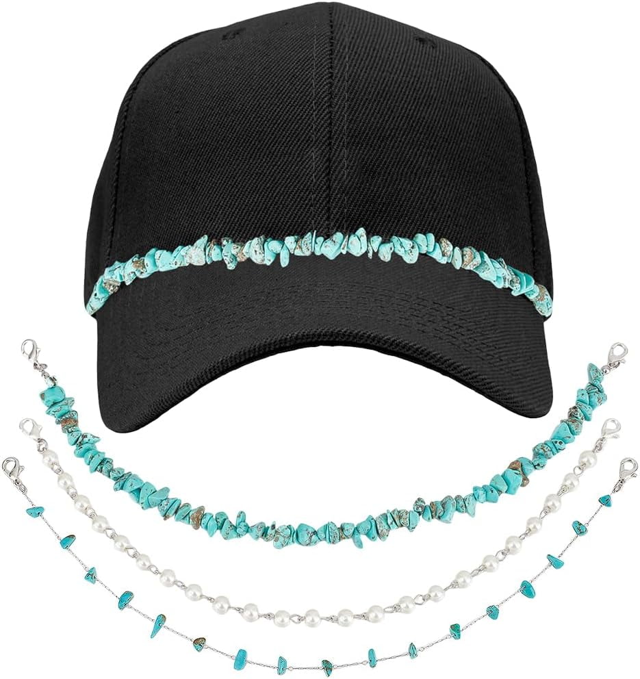 6Pcs 3 Styles Hat Chains Bulk Caps Chain Accessories Synthetic&Natural ...