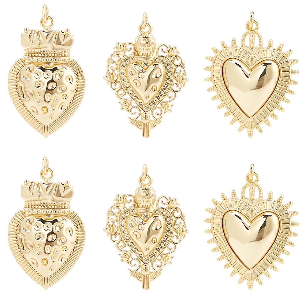 6Pcs 3 Styles Rack Plating Brass Pendants with Jump Ring Long-Lasting ...
