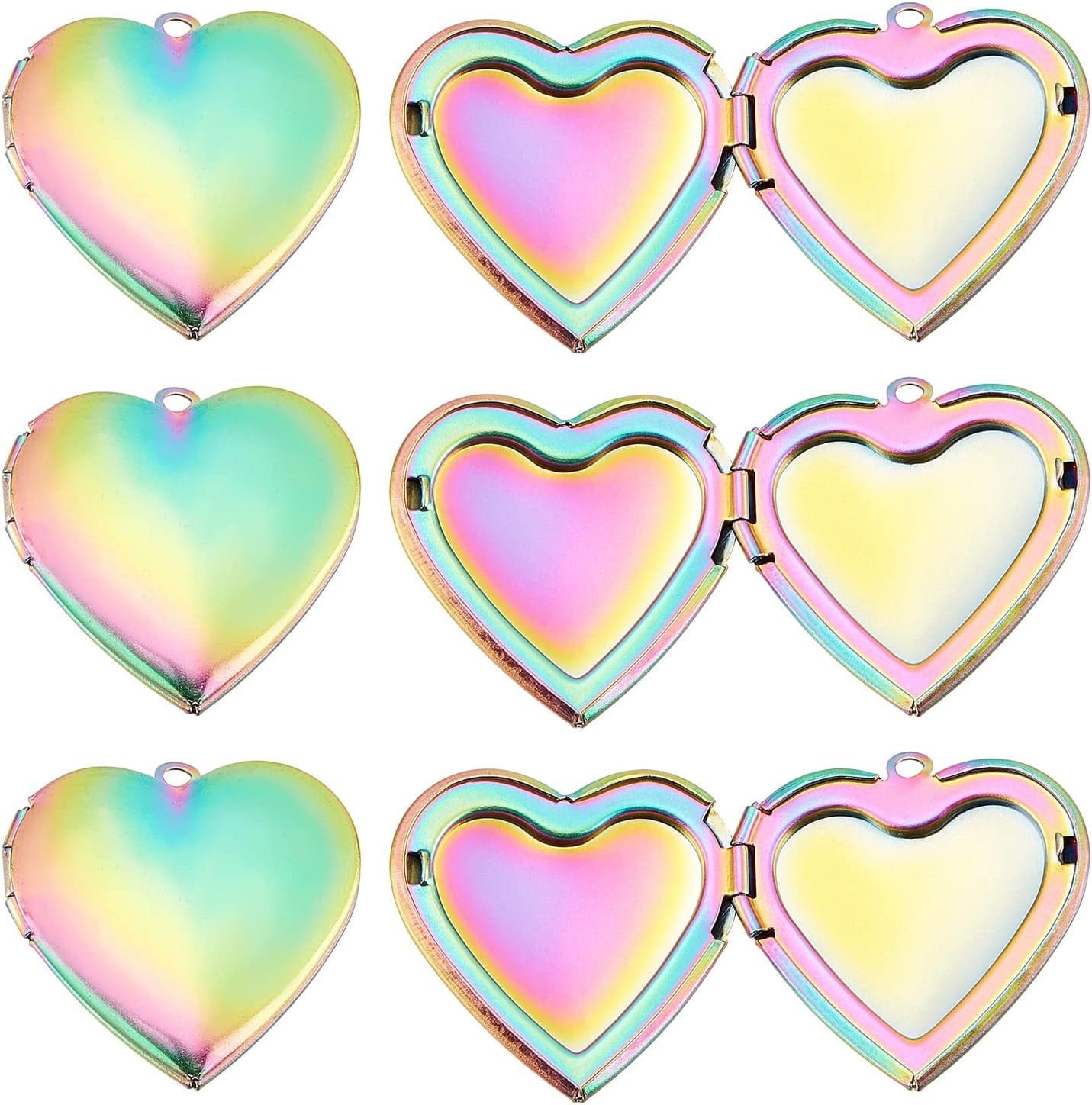 6Pcs 304 Stainless Steel Locket Pendants Photo Frame Pendants for ...