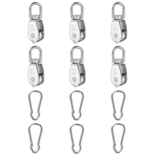 6Pcs 304 Stainless Steel M20 Single Pulley Block, Wire Rope Hanging ...