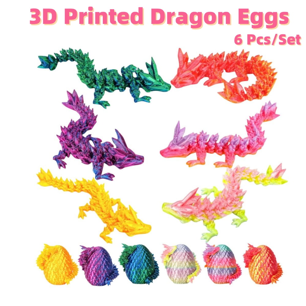 6Pcs 3D Printed Dragon Eggs with Dragon Inside, Mystery Dragon Egg ...