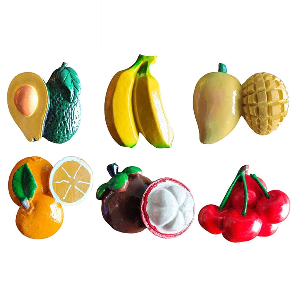 6Pcs 3D Simulation Fruit Fridge Magnet Diy Cute Fruit Message Sticker ...