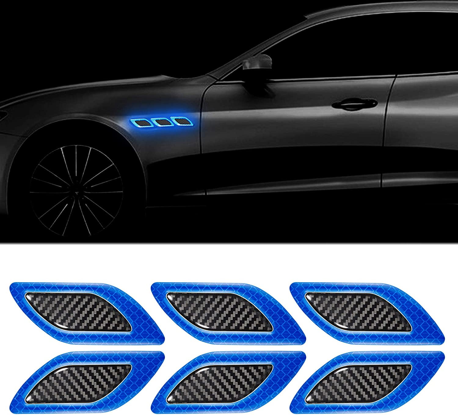 6Pcs 3D Strong Reflective Stripe Sticker for Car Fender Hood Bumper ...