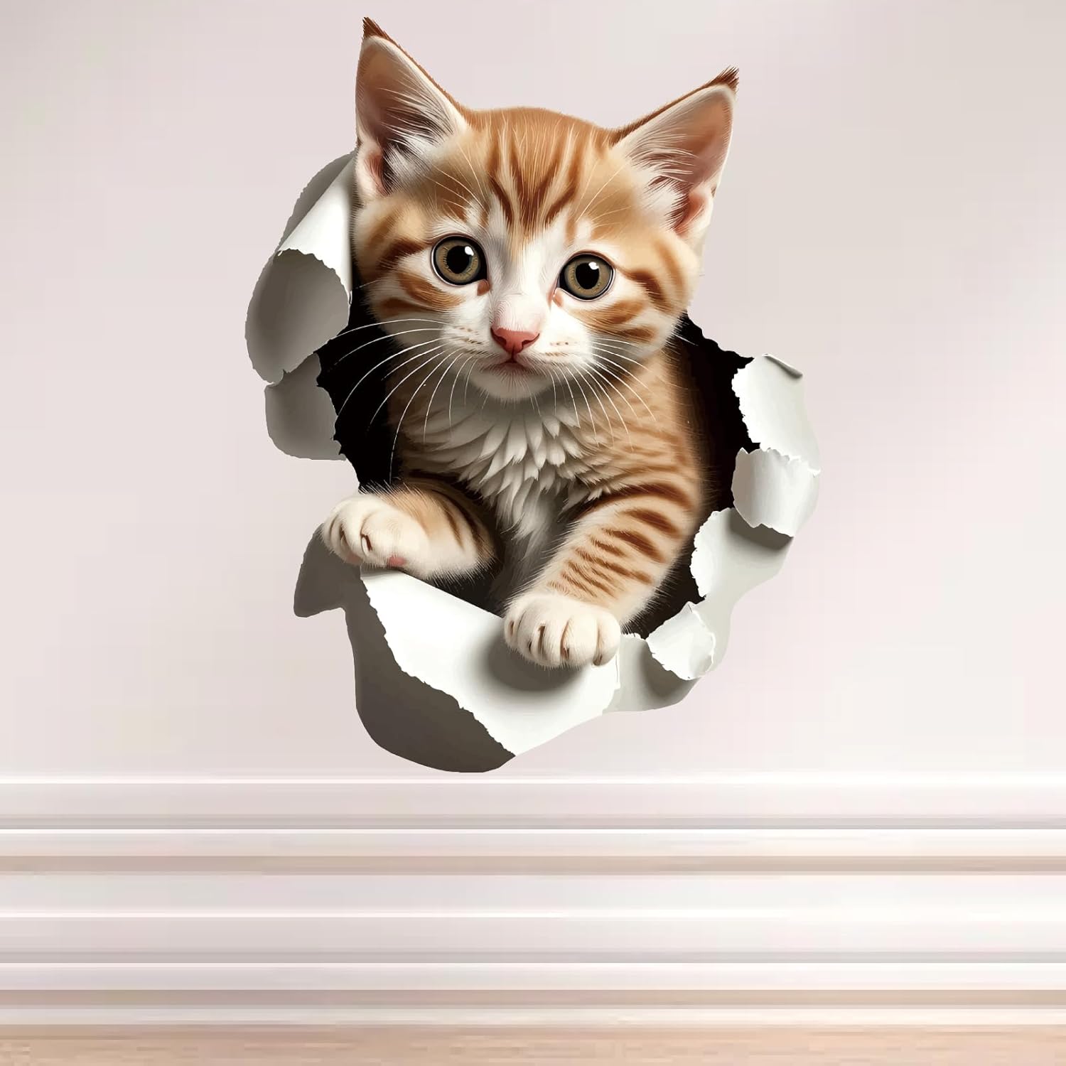 6Pcs 3D Wall Stickers Self-Adhesive Realistic Cat Sticker Vinyl Art ...