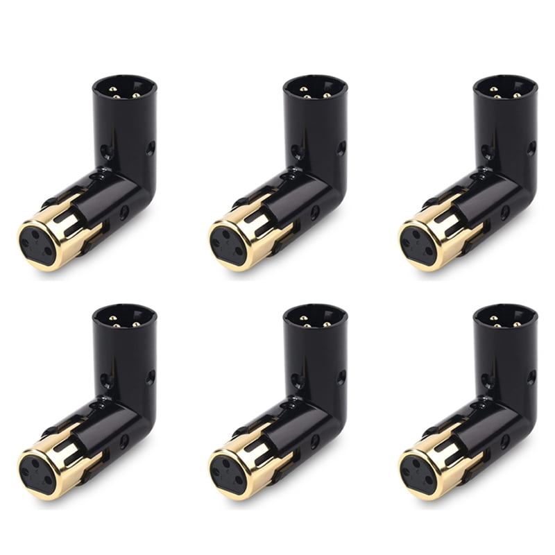 6Pcs 3Pin XLR Angle Adapter Adjustable Male to Female Right Angle XLR ...